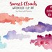 Clouds Watercolor Clipart Sunset Whimsical Sky Watercolor | Etsy
