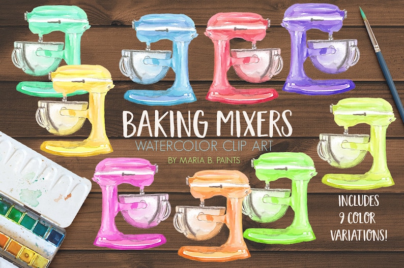 Stand Mixer Watercolor Clipart Baking Supplies Stand Mixers Kitchen ...