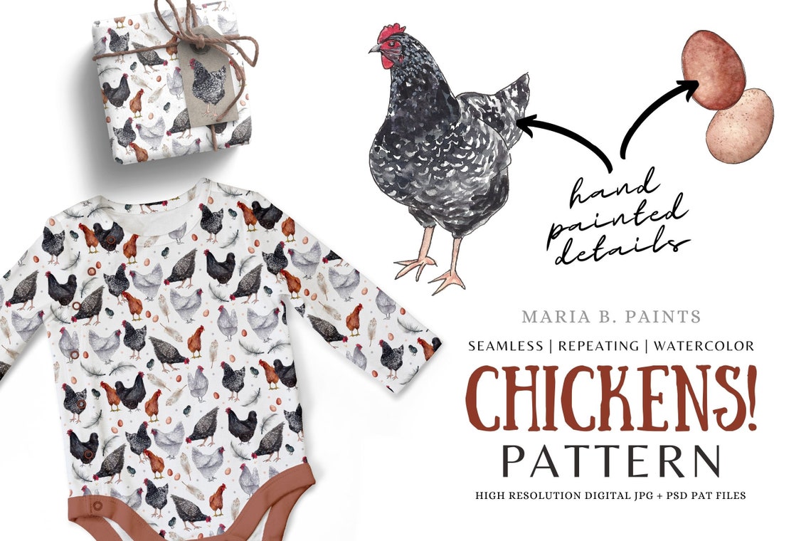 Chicken Seamless Pattern Use for Fabric Wallpaper Gift | Etsy