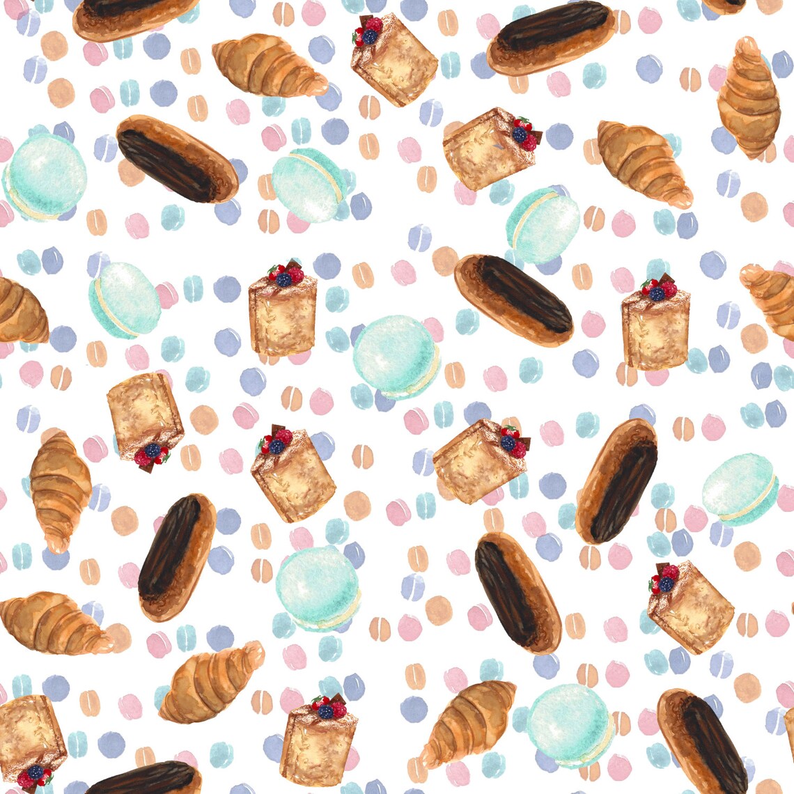 Dessert Clipart Watercolor Pastries Bakery Graphics French - Etsy