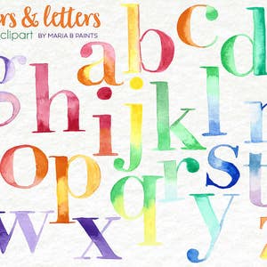 Alphabet Clipart for Teachers, Watercolor Letters, Numbers Clipart, Abc ...