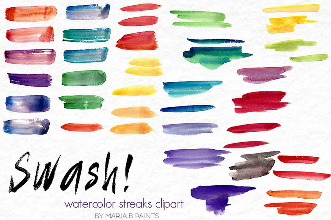 Watercolor Brush Strokes Clip Art- Personal Use- Instant Download ...