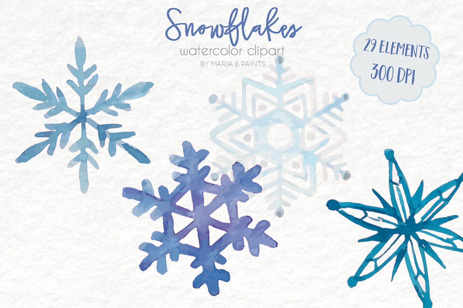 Watercolor Clip Art - Snowflakes - Personal Use - Cold - Snow - Winter ...