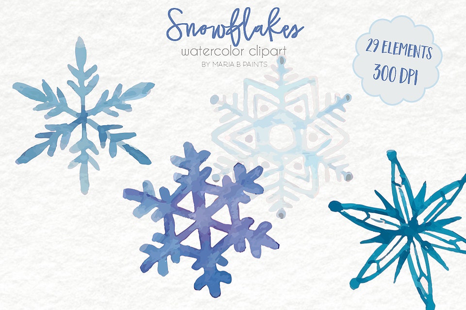 Watercolor Clip Art - Snowflakes - Personal Use - Cold - Snow - Winter ...
