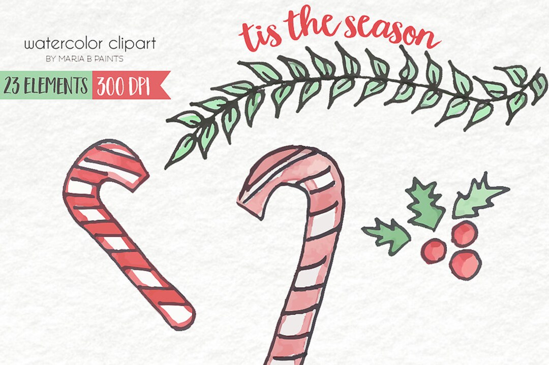 Watercolor Clip Art - Christmas, Holiday, Ornament, Bulb, Star, Holly ...