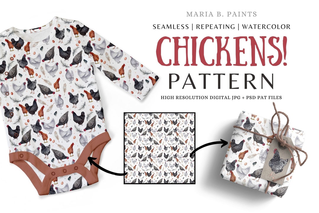 Chicken Seamless Pattern, Use for Fabric, Wallpaper, Gift Wrap ...
