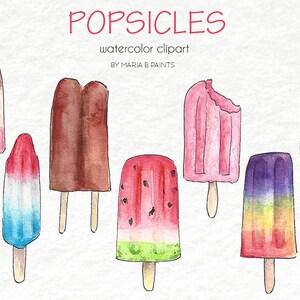 Popsicle Clipart, Popsicle Clip Art, Watercolor Popsicle Clip Art, Ice ...