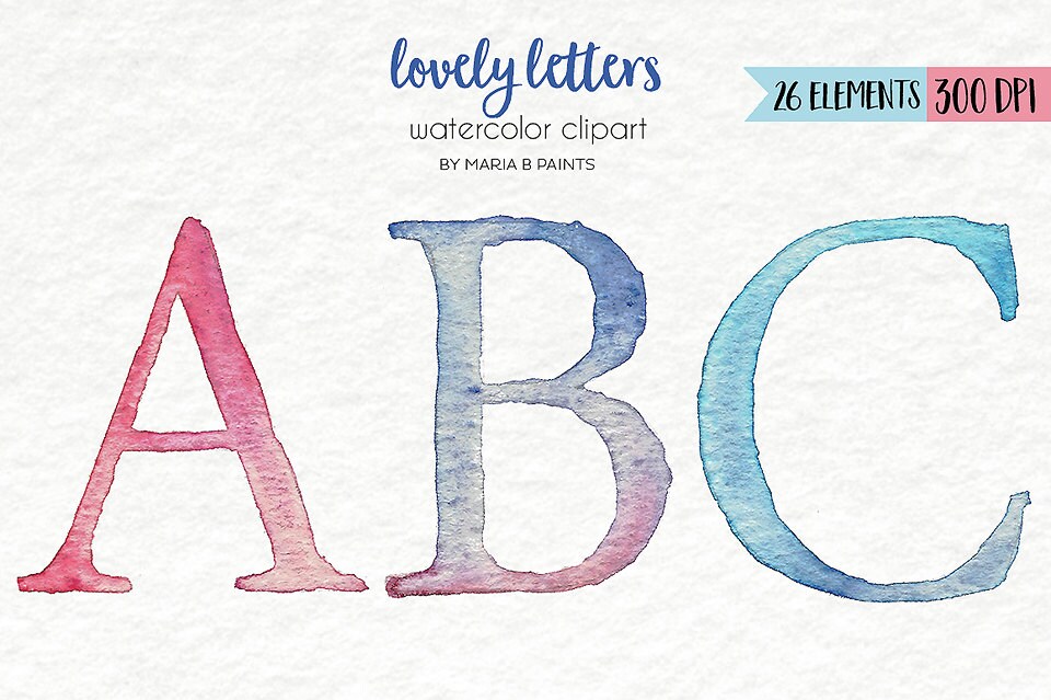 Watercolor Clip Art Alphabet-personal Use-instant Download-letters ...
