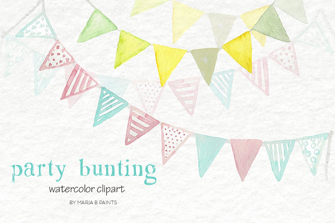 Pennant Clip Art, Bunting Clip Art, Banner Clipart, Party Clipart ...