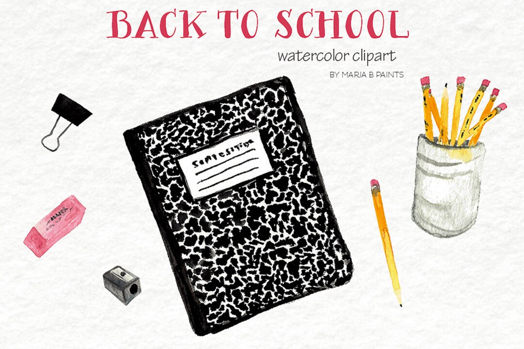 Watercolor Clip Art - Back to School - School Supplies- Personal Use ...