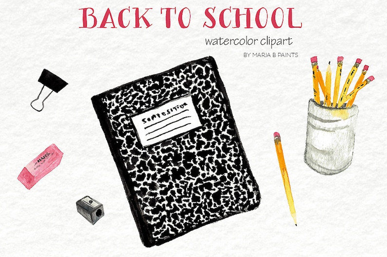 Watercolor Clip Art - Back to School - School Supplies- Personal Use ...