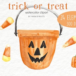 Watercolor Clip Art - Halloween- Personal Use- Instant Download - Candy ...