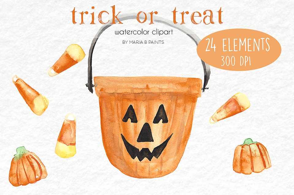 Watercolor Clip Art - Halloween- Personal Use- Instant Download - Candy ...