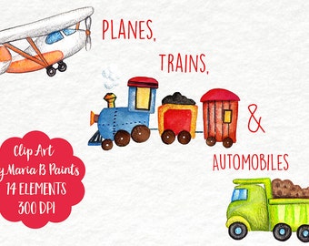Trains Planes and Trucks Clipart Transportation Primary - Etsy