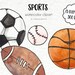 Sport Equipment Watercolor Clipart Ball, Helmet, Baseball, Soccer ...