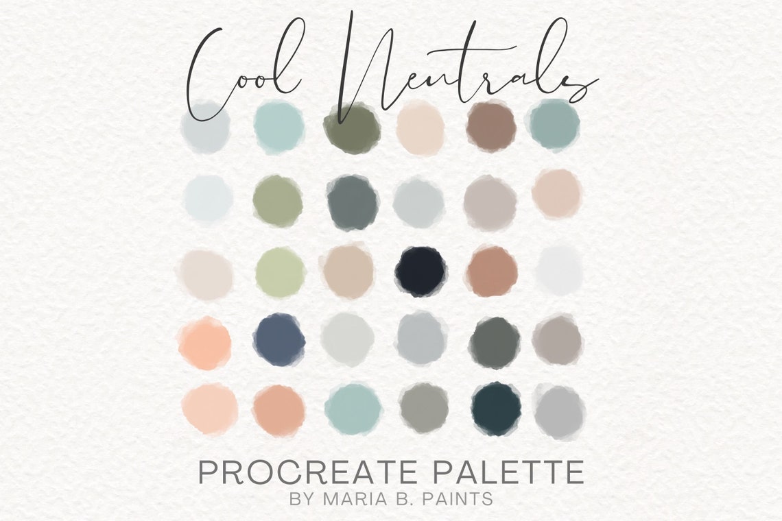 Cool Neutrals Digital Color Palette for Procreate App Cool - Etsy