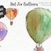Hand Painted Watercolor Clip Art - Hot Air Balloons, Festival, Fly, Sky ...