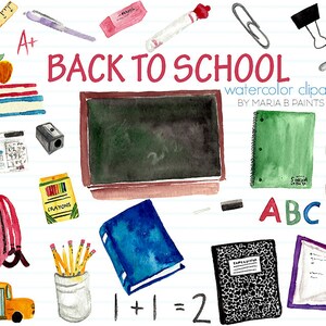 Watercolor Clip Art - Back to School - School Supplies- Personal Use ...