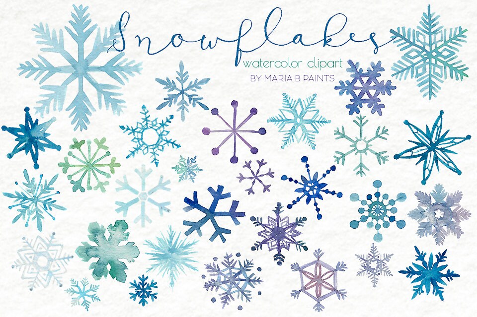 Watercolor Clip Art - Snowflakes - Personal Use - Cold - Snow - Winter ...
