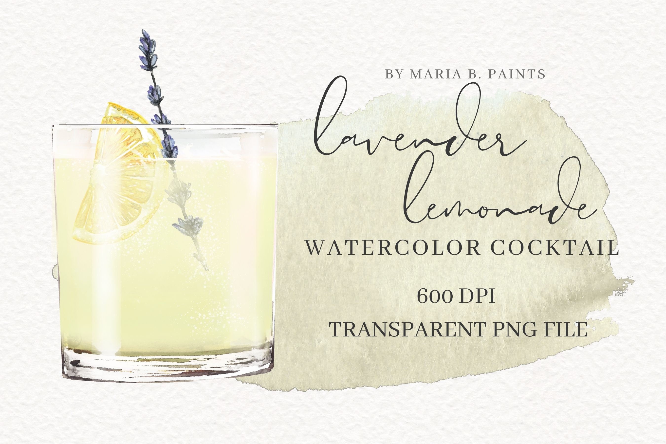 Lavender Lemonade Cocktail Watercolor Clipart Drink Illustration ...