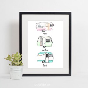 Watercolor Clip Art - Retro Campers, RV, Recreational Vehicle, Vintage ...
