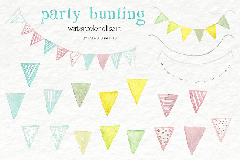 Pennant Clip Art, Bunting Clip Art, Banner Clipart, Party Clipart ...