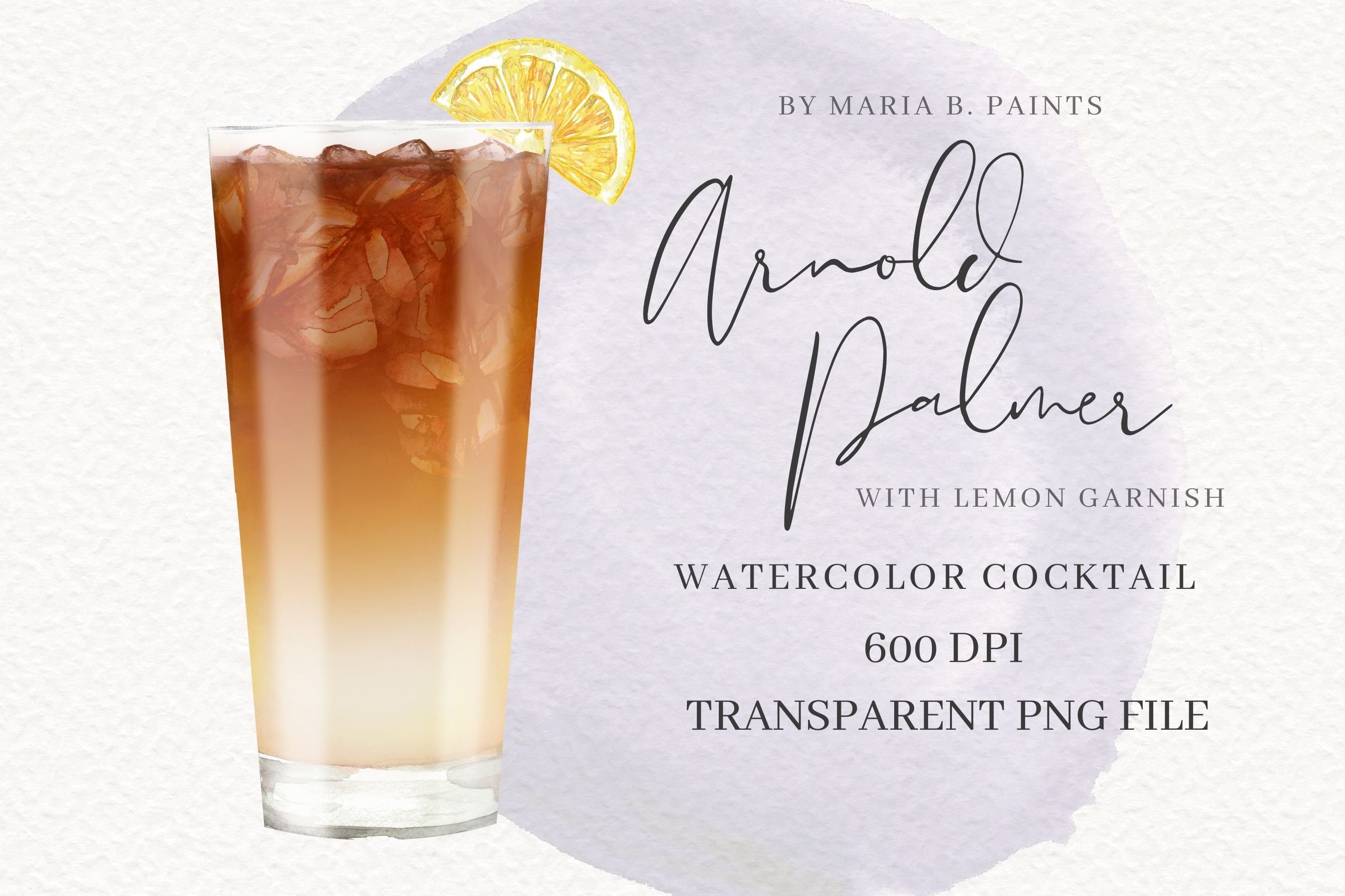Arnold Palmer or John Daly Cocktail Watercolor Clipart Drink ...