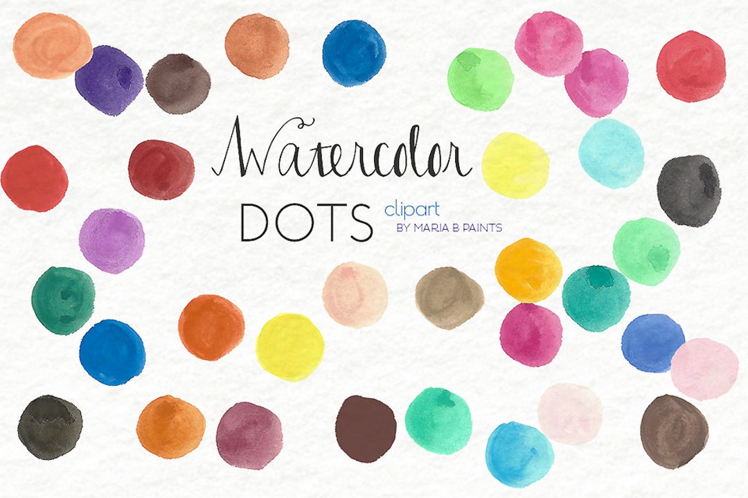 Watercolor Clip Art - Dots, Polka-dots, Paint, Background, Decorate ...