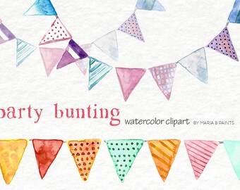 Bunting Banner Clipart Set Birthday Party Clip Art - Etsy