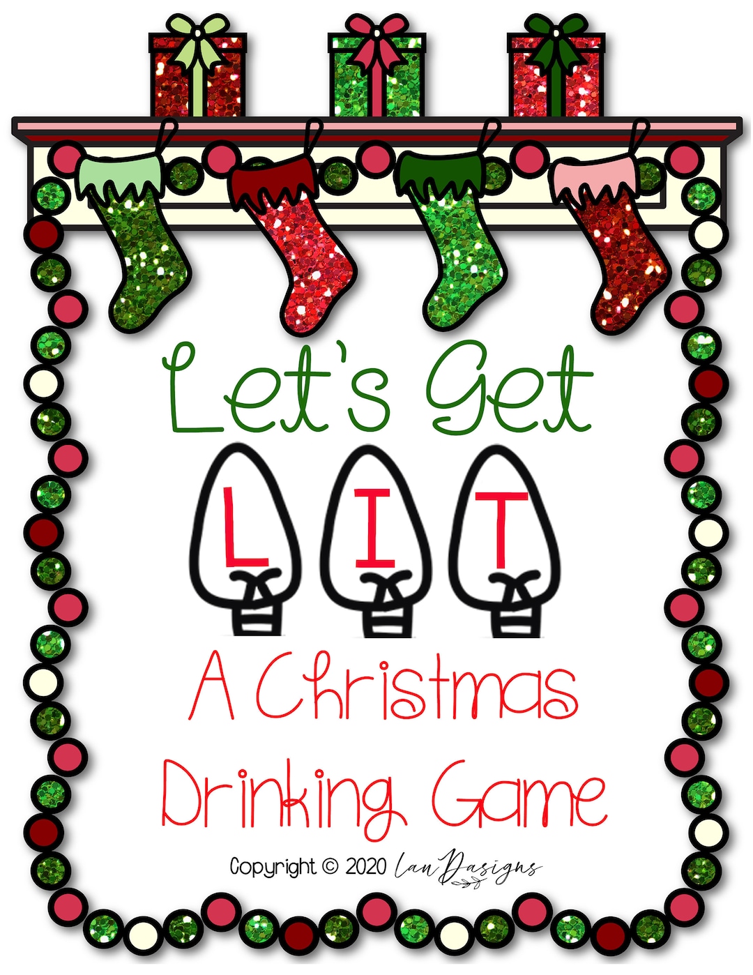 Let's Get Lit...a Christmas Drinking Game - Etsy
