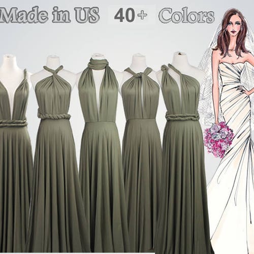 Dark Olive Green Bridesmaid Dress Infinity Dress Convertible Etsy