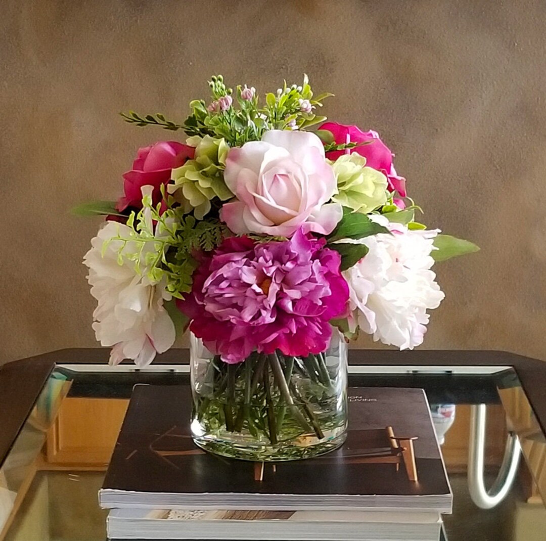 Fuchsia Peonies Flowers Arrangement-fuchsia Peonies and Roses - Etsy