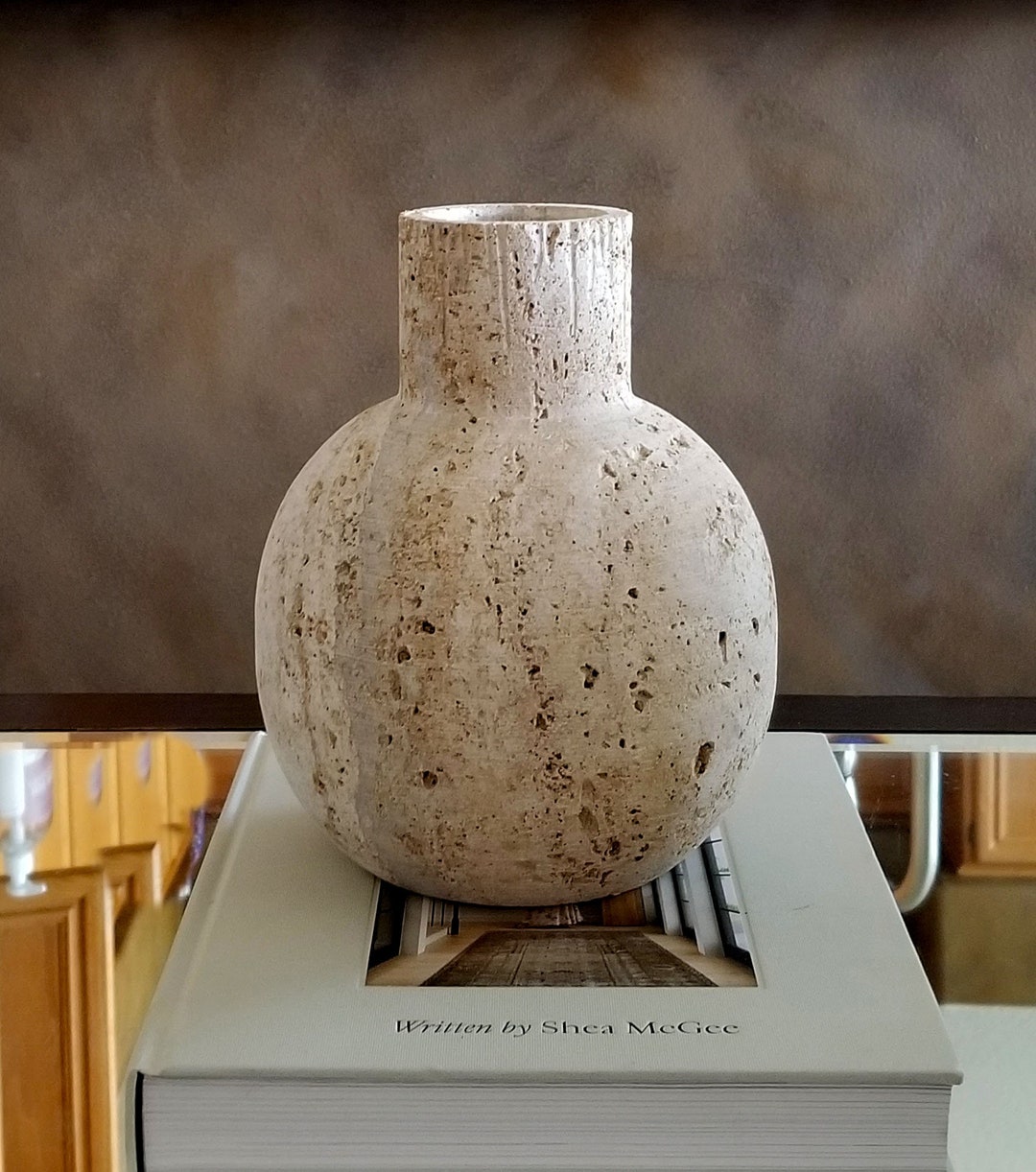 Distressed Travertine Vase-natural Stone Vasemodern Farmhouse Décor ...