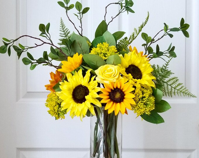 Yellow Real Touch Sunflowers Centerpiece-artificial Sunflowers Flowers ...