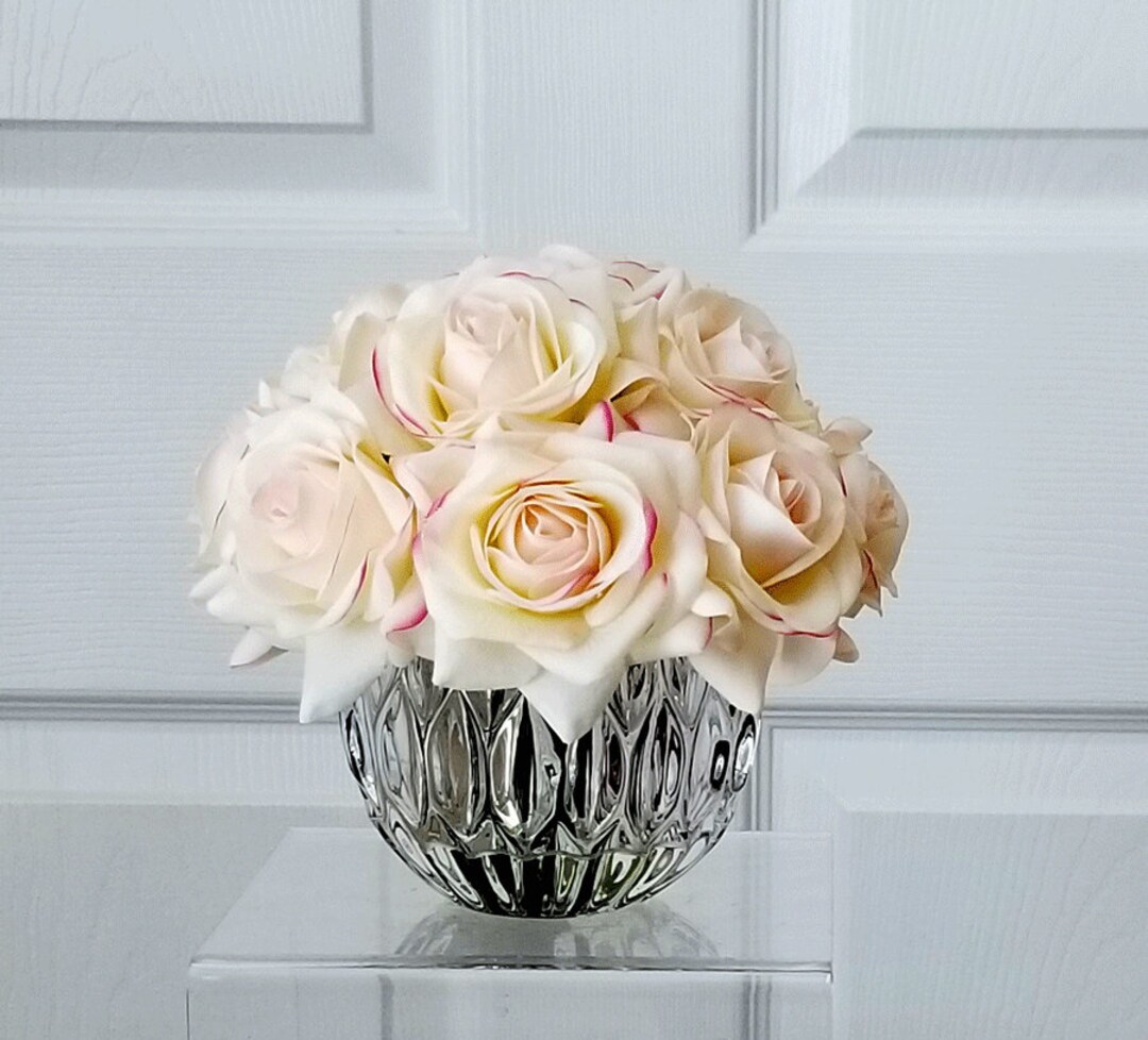 Real Touch Roses-pink Flowers Arrangement-silk Flowers in Home Decor ...