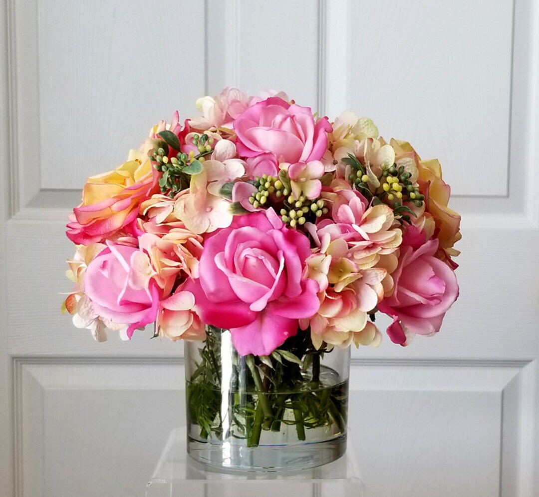 Real Touch Flowers Arrangement-silk Flower Arrangement-silk - Etsy