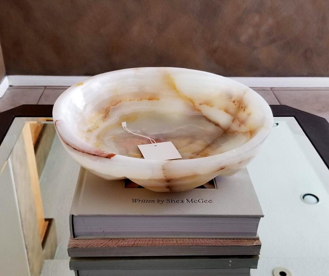 Large Polished Onyx Decorative Bowl–hand-carved Natural Stone Plate ...