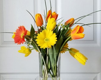 Yellow Real Touch Flowers Centerpiece-tulips Spring Table - Etsy