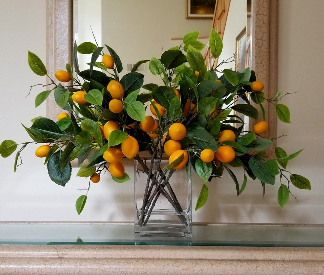 Lemon Branches in Glass Vase, Modern Farmhouse Décor,lemon Branches ...