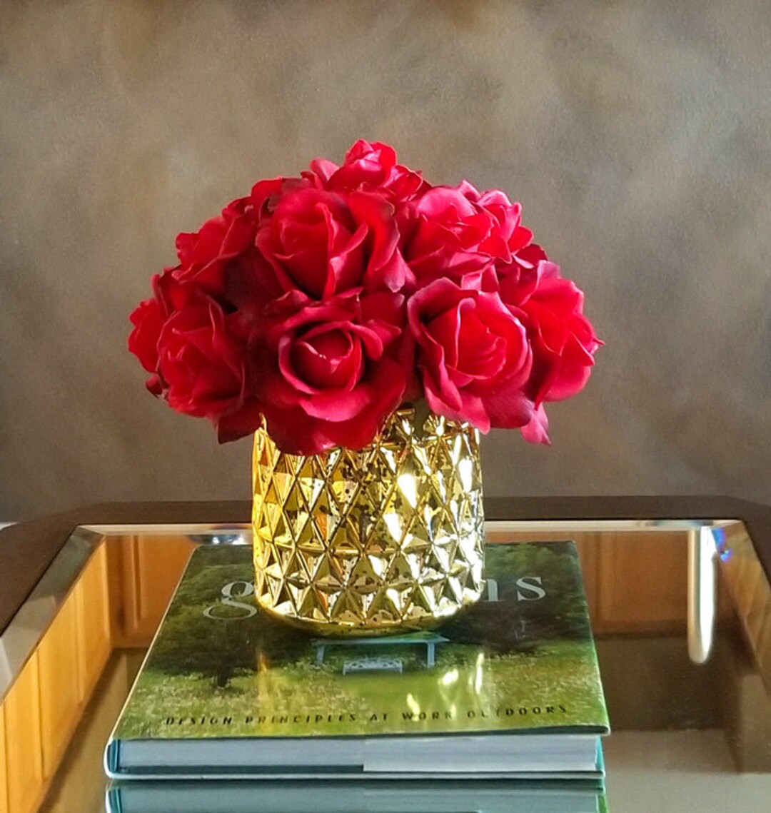 Red Roses Floral Arrangement for Table-christmas Center Piece for Table ...