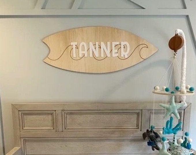 Surf Board Name Sign, Large Surfboard Decor, Large Surfboard Sign ...