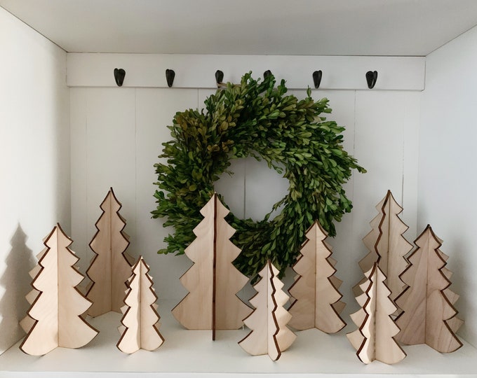 3D Wooden Christmas Tree- Set of 3, Christmas Mantle Decor, Christmas ...