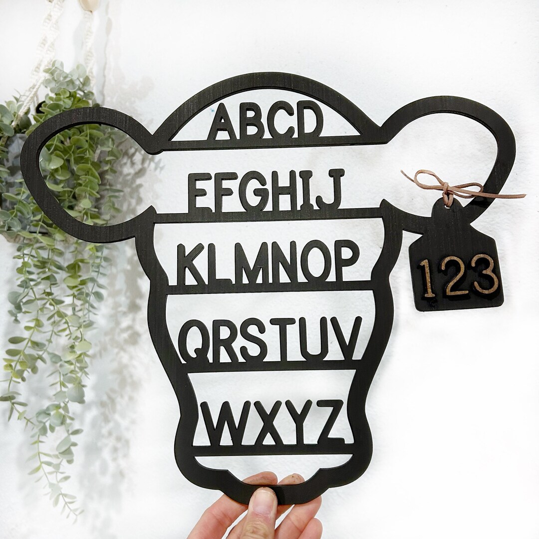 ABC Cow Head Sign, Cow Head ABC Sign, Farm Nursery Decor, Farm Theme ...