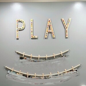 Pom Pom Play Word Sign, Colorful Playroom Sign, Pom Pom Letters for ...