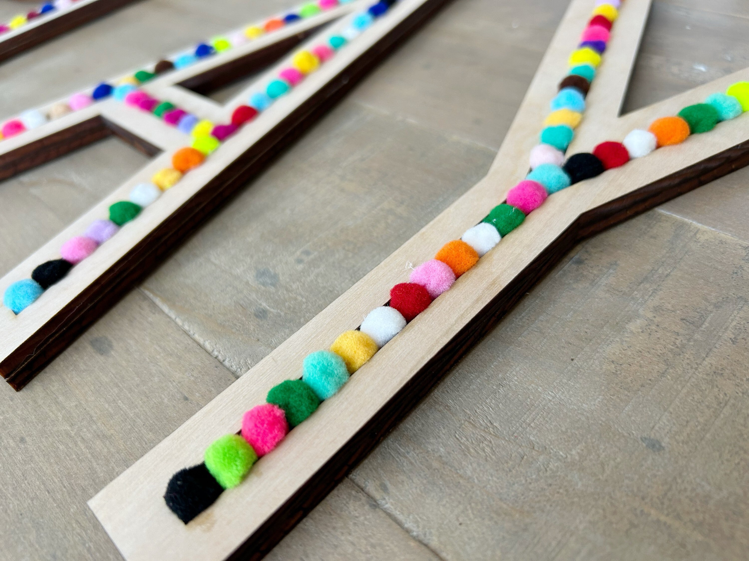 Pom Pom Play Word Sign Colorful Playroom Sign Pom Pom - Etsy