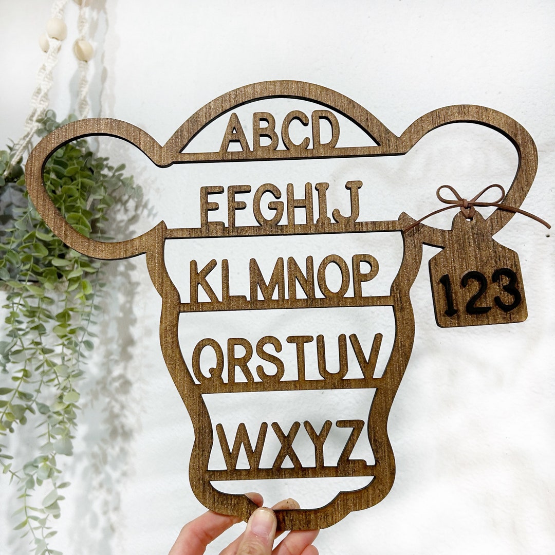 ABC Cow Head Sign, Cow Head ABC Sign, Farm Nursery Decor, Farm Theme ...