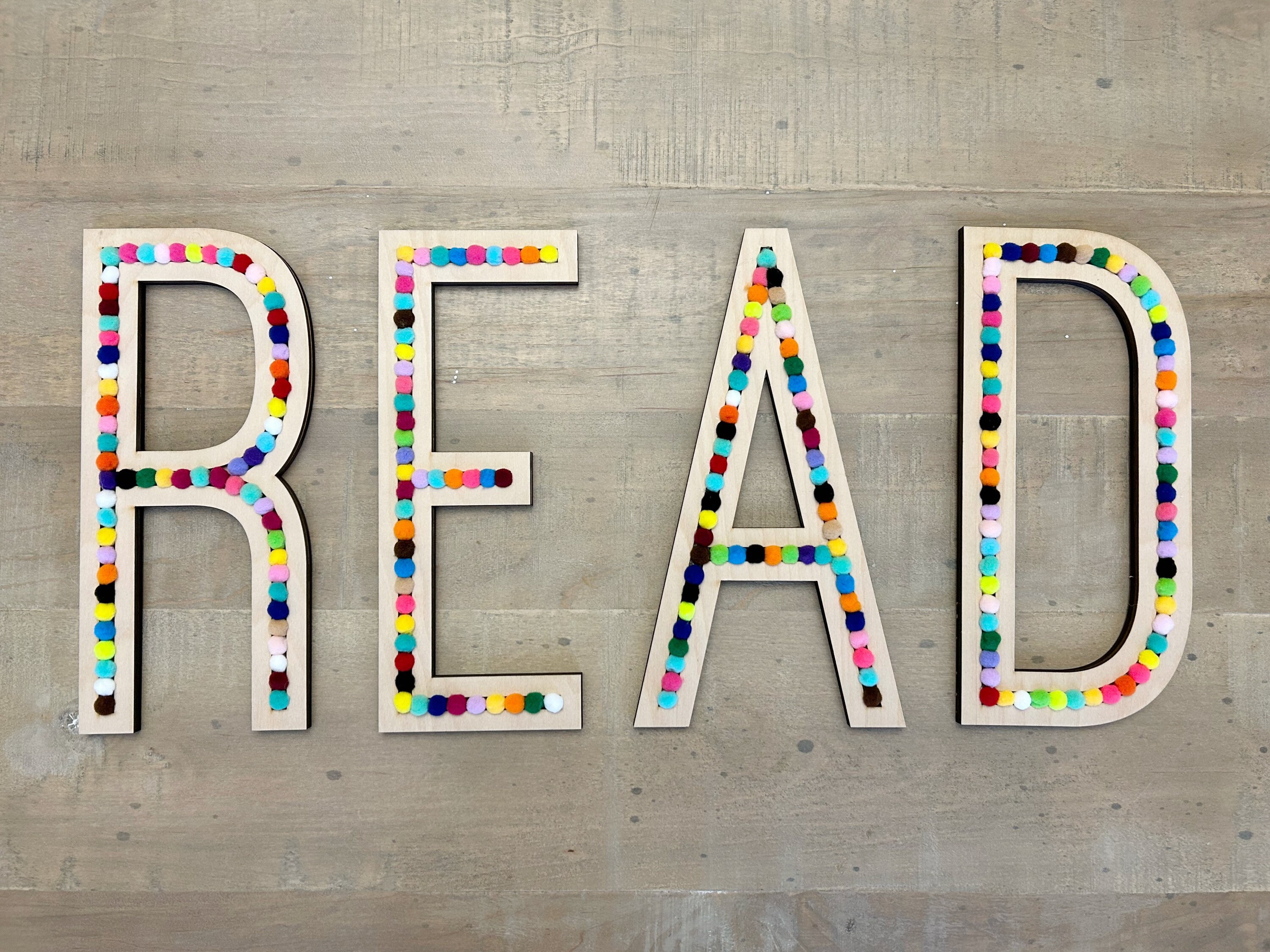 Pom Pom Play Word Sign Colorful Playroom Sign Pom Pom - Etsy