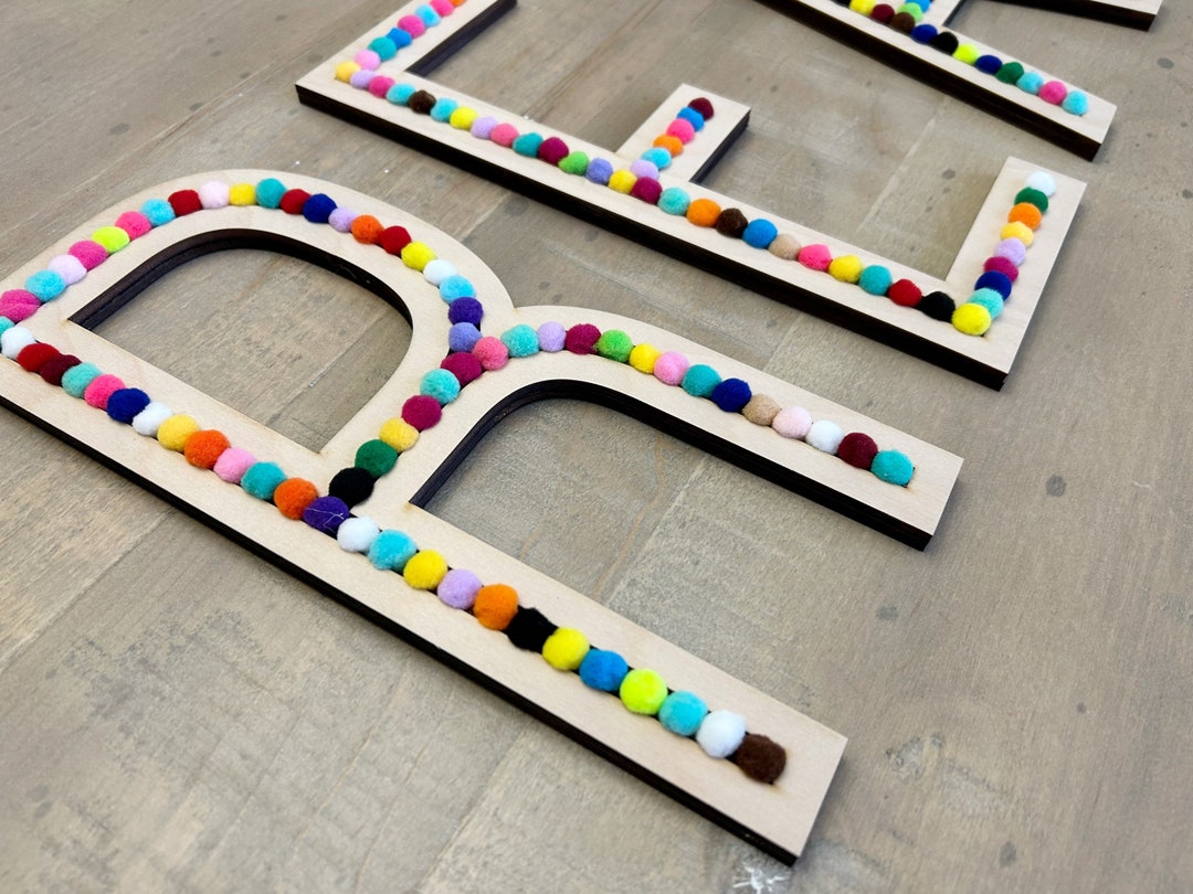 Colorful Pompom Letters, Pom Pom Letters, Pom Pom Words, Custom ...