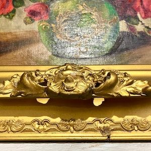 Still Life of Red Roses in Gilded Frame, 20th C. Impressionist Beatrice ...