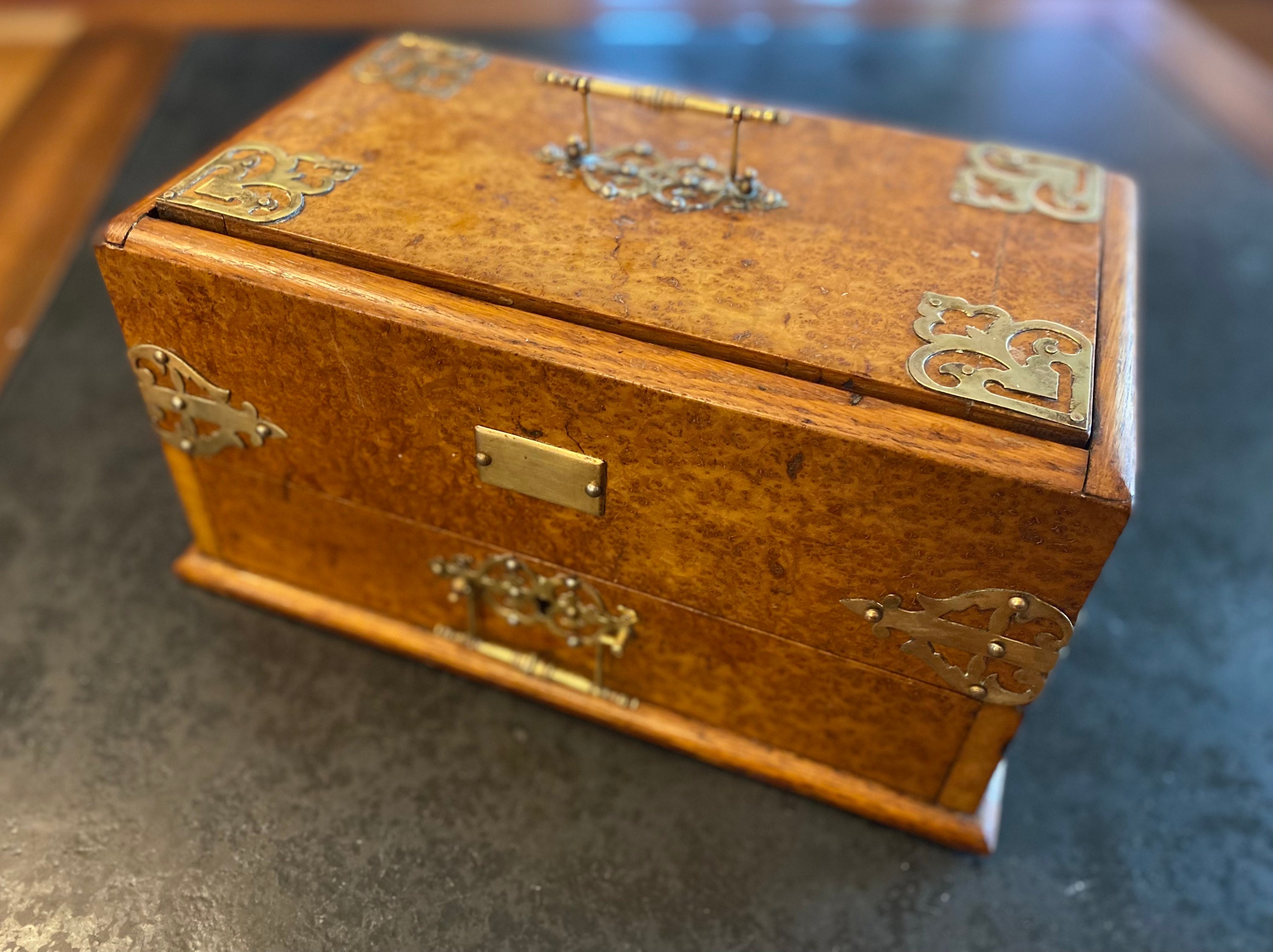 Antique Cigar Companion Box, Smokers Compendium, Brass Bound in ...